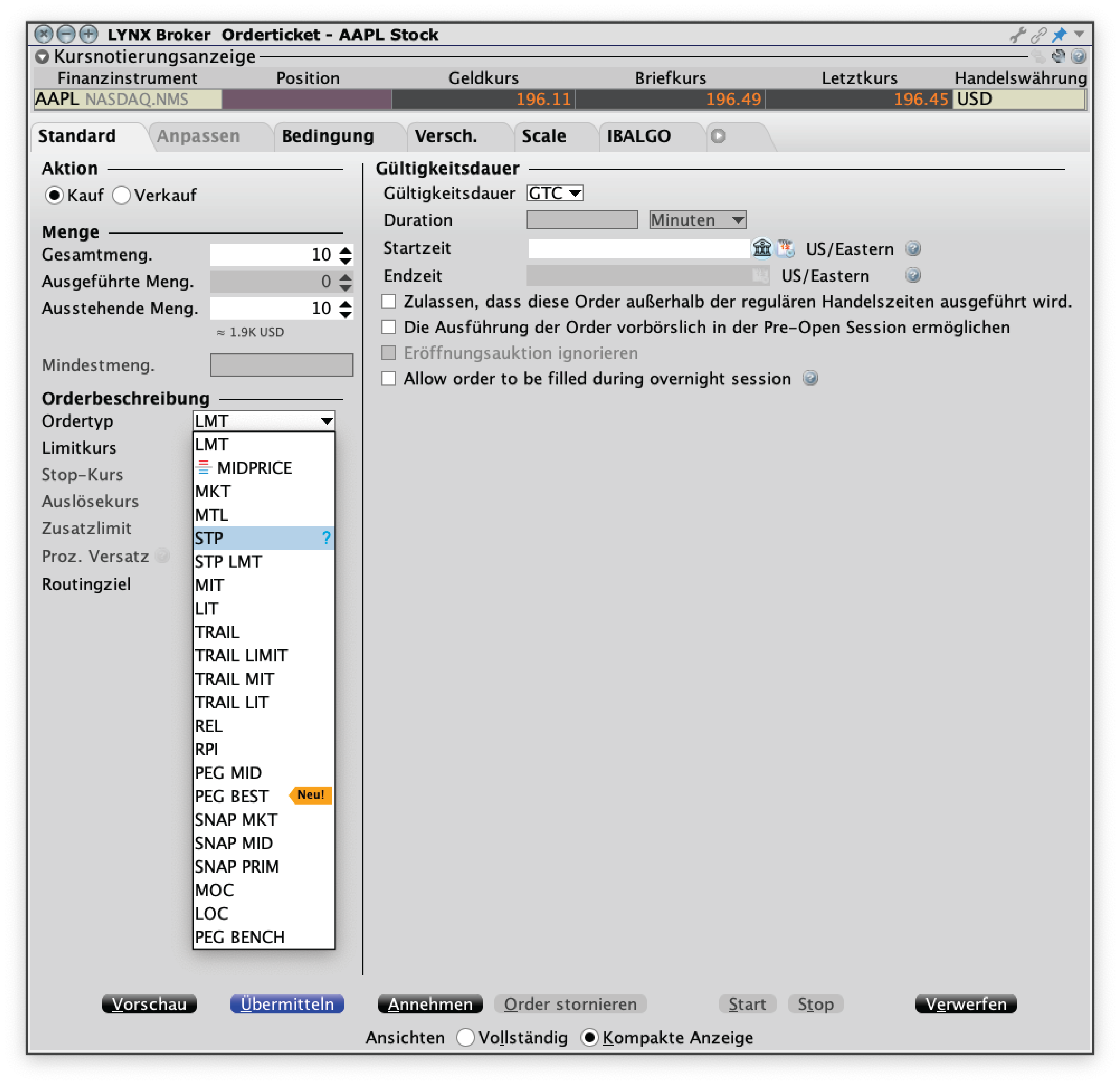 Ordertypen | Service Center | LYNX Online-Broker